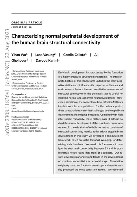 Characterizing Normal Perinatal Development Of The Human Brain