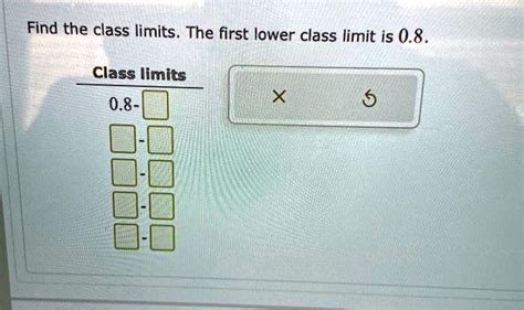 solved find the class limits the first lower class limit is 0 8