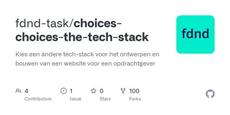 choices choices the tech stack docs instructions md at main · fdnd task