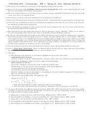 Hw1 Pdf CSCI 6634 4534 Cryptography HW 1 Spring 18 Due Thursday 02 22 18 All Work