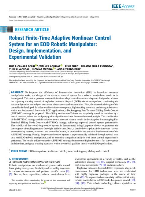 Pdf Robust Finite Time Adaptive Nonlinear Control System For An Eod