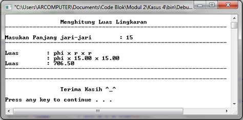 Program Menghitung Luas Segitiga Dan Luas Lingkaran Dalam Bahasa C