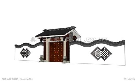 工程图 建筑 简笔画中式大门su 31 Su模型 大门su模型