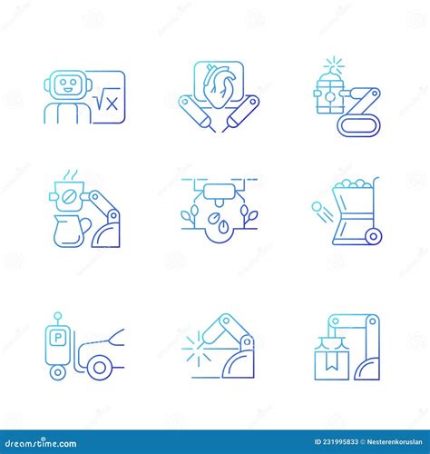 Leading Technologies Gradient Linear Vector Icons Set Stock Vector Illustration Of Color