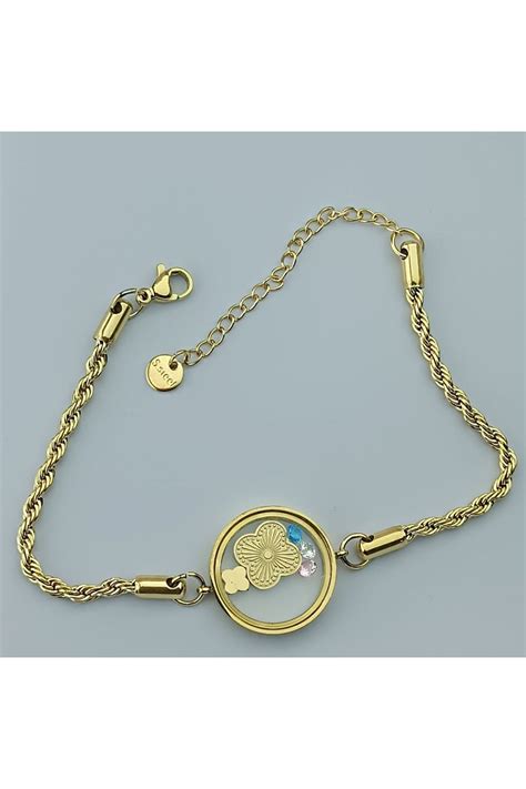 Ithal Vip Celik Stainless Steel 316 L Çelik Camli Model Bileklik Eldora