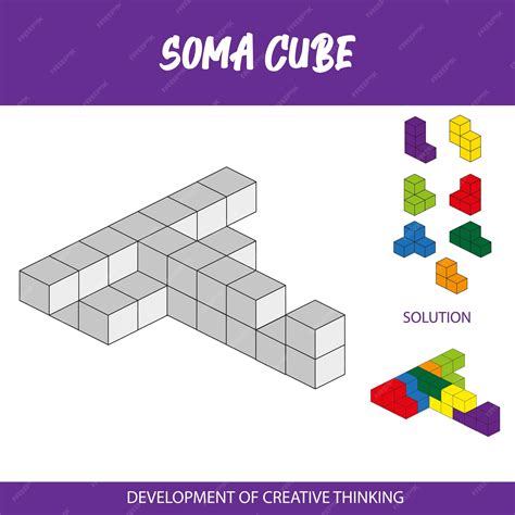 Premium Vector A Poster For Soma Cube Shows A Cube And Solution