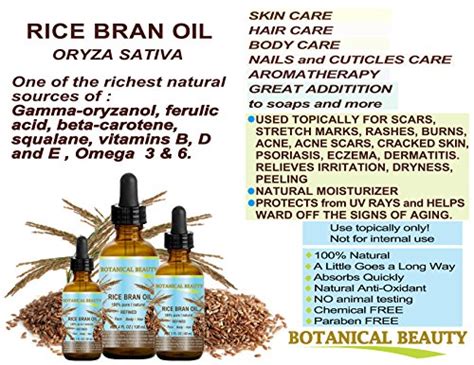 Botanical Beauty RICE BRAN OIL Oryza sativa. 100% Pure Natural Refined ...