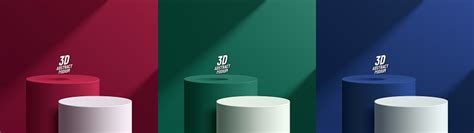 스탠드 제품 연단 3d 배경의 빨간색 녹색 파란색 및 흰색 배경에 그림자 오버레이가 있습니다 최소 벽 장면 모형 제품 무대 쇼케이스 프로모션 디스플레이 추상 벡터 기하학적