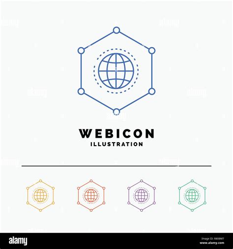 Network Global Data Connection Business 5 Color Line Web Icon Template Isolated On White