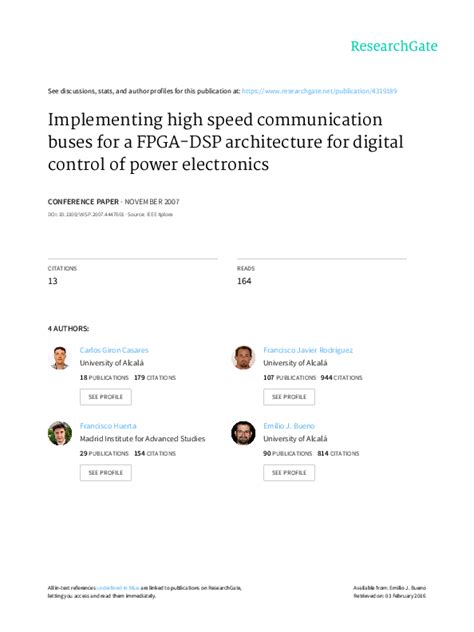 pdf implementing high speed communication buses for a fpga dsp