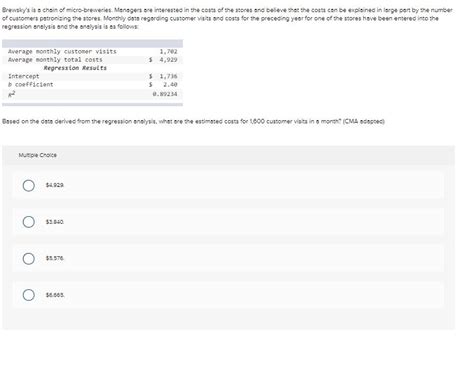 Solved Brewsky S Is A Chain Of Micro Breweries Managers Are Chegg
