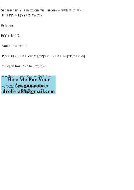 Suppose That Y Is An Exponential Random Variable With 2 Find Ppdf