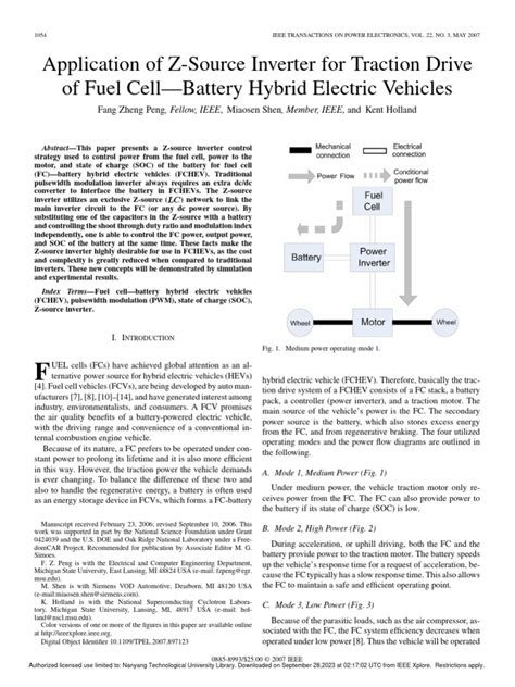 Application Of Z Source Inverter For Traction Drive Of Fuel Cellbattery