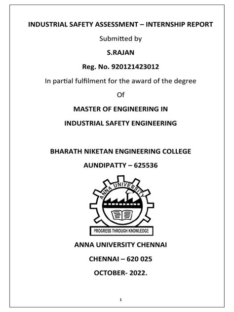 rajan industrial safety assessment internship report pdf safety