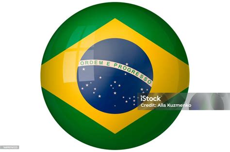 브라질의 국기입니다 공식 색상의 브라질 국가 상징 템플릿 아이콘입니다 추상 벡터 배경입니다 둥근 유리 라이트 볼 3d 큰 거품