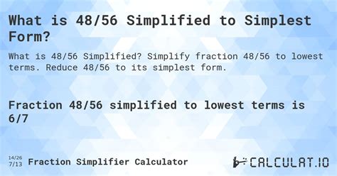What Is 48 56 Simplified To Simplest Form Calculatio