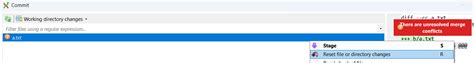 NBug Resetting Unstaged Part Of Conflicted File Throws Error Issue Gitextensions