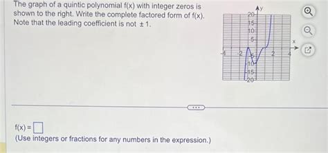 Solved The Graph Of A Quintic Polynomial Fx With Integer
