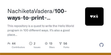 Github Nachiketavadera100 Ways To Print Helloworld In Java This Repository Is A Quest To
