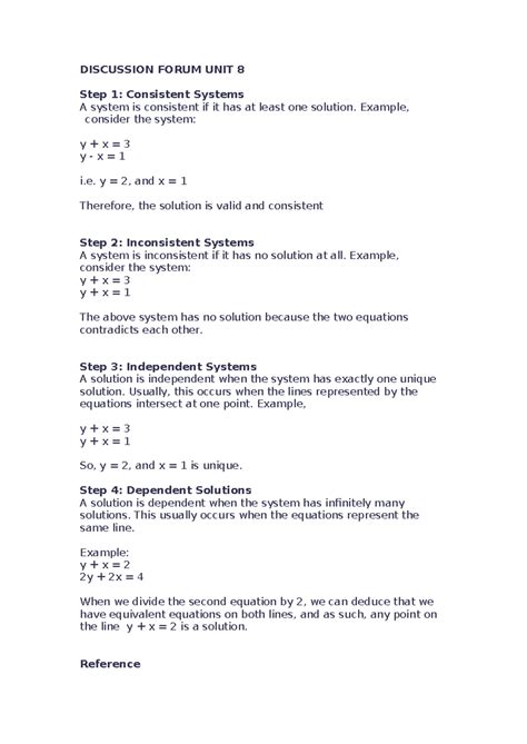 Discussion Forum Unit 8 Discussion Forum Unit 8 Step 1 Consistent Systems A System Is