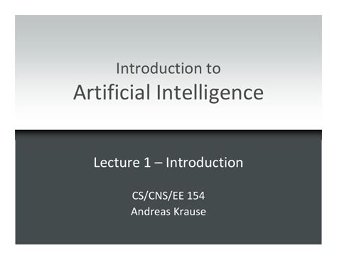 Ppt Artificial Intelligence Lecture 1 Introduction Cscnsee 154