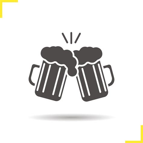 Toasting Beer Glasses Icon Drop Shadow Cheers Silhouette Symbol Two