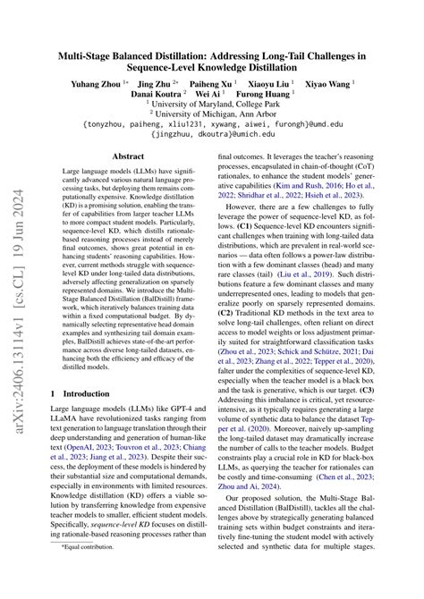 Pdf Multi Stage Balanced Distillation Addressing Long Tail