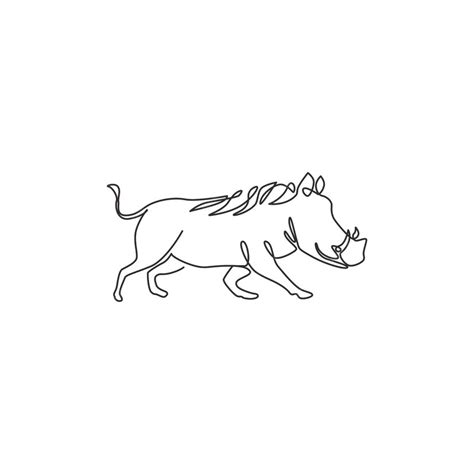Premium Vector Single Continuous Line Drawing Of Wild Common Warthog For Company Logo Saharan
