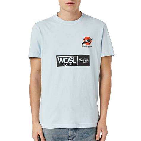 【楽天市場】 Diesel ディーゼル メンズ プリント クルーネック スリムフィット 半袖tシャツ カットソー【t Diegor C11】【サイズxs】【ライトブルー】die M T F4