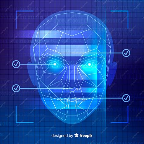 Premium Vector Abstract Facial Recognition Blue Background