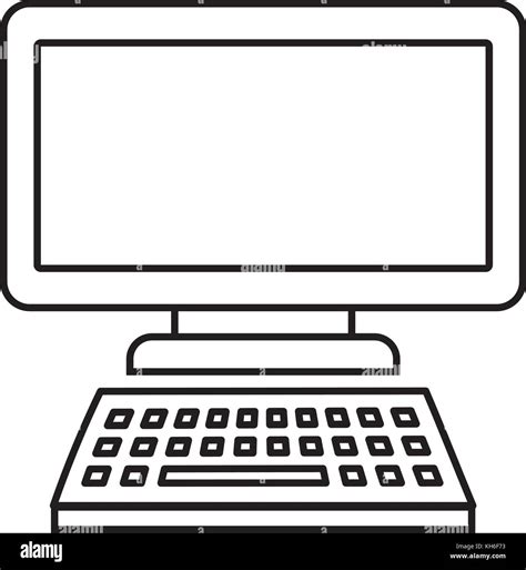 Computer Monitor With Keyboard Technology Gadget Template Stock Vector