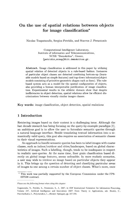 Pdf On The Use Of Spatial Relations Between Objects For Image