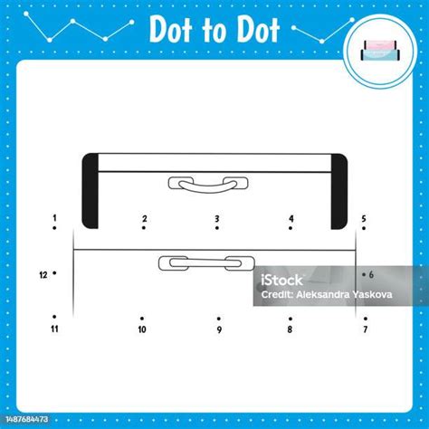 점들을 연결하십시오 여행 가방 도트 투 도트 교육용 게임 미취학 아동을 위한 색칠하기 책 활동 워크시트 벡터 그림입니다 0명에