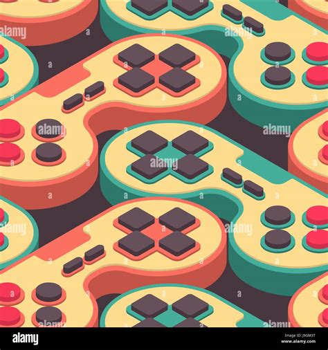 Joystick Retro Seamless Pattern Gampad Game Console 8 Bit Texture Retro Video Game Control