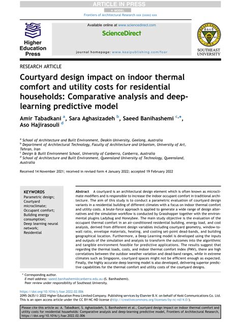 Pdf Courtyard Design Impact On Indoor Thermal Comfort And Utility