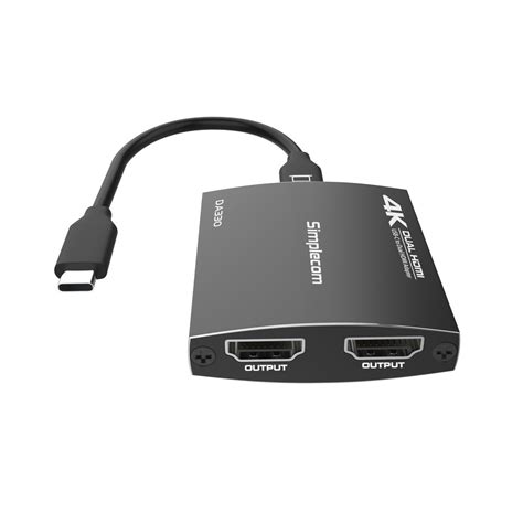 Simplecom DA330 USB C To Dual HDMI MST Adapter 4K 60Hz With PD And Audio Out