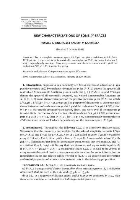 Pdf New Characterizations Of Some Lp Spaces