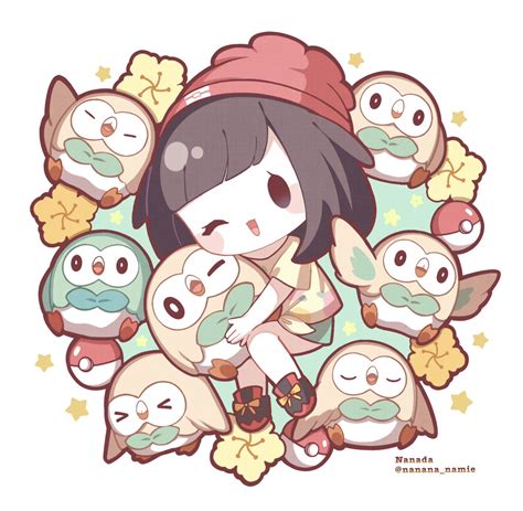 Selene And Rowlet Pokemon And More Drawn By Nada Namie Danbooru