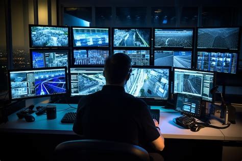 Cybersecurity Defense System Monitoring Network Traffic Premium Ai Generated Image