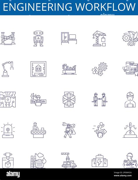 Engineering Workflow Line Icons Signs Set Design Collection Of