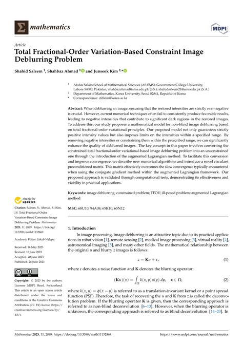 Pdf Total Fractional Order Variation Based Constraint Image