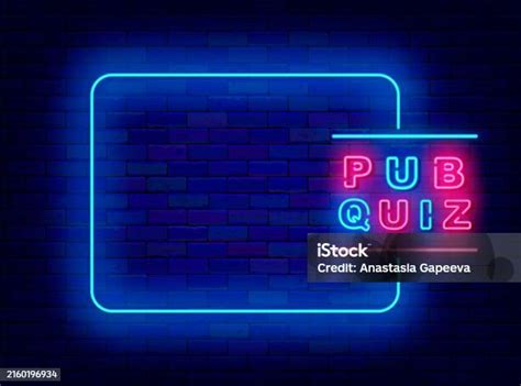 펍 퀴즈 네온 인사말 카드입니다 맥주 음료 카페 및 게임 퀴즈의 밤 배너 빈 파란색 프레임 벡터 스톡 일러스트 개념에 대한 스톡 벡터 아트 및 기타 이미지 Istock