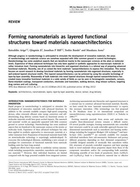 Pdf Forming Nanomaterials As Layered Functional Structures Toward