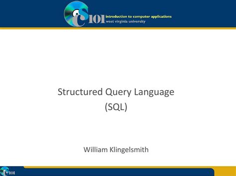 Structured Query Language (SQL) William Klingelsmith - ppt download