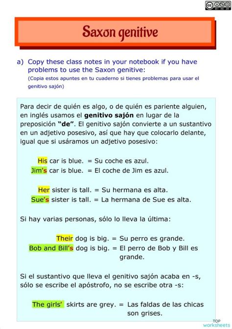 Saxon Genitive Interactive Worksheets And Online Exercises Topworksheets