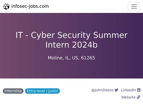 Hiring Internship It Cyber Security Summer Intern 2024b In Moline