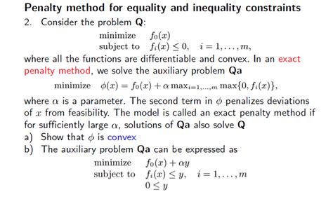 penalty method for equality and inequality