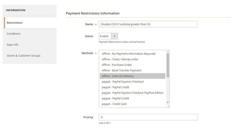 Magento 2 Payment Restrictions Extension