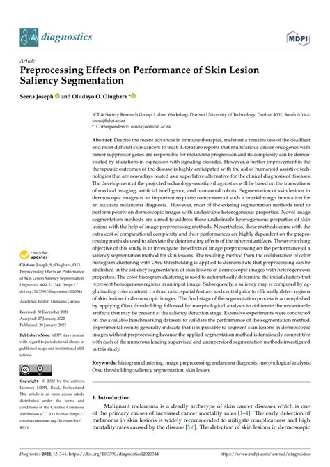Pdf Preprocessing Effects On Performance Of Skin Lesion Saliency Segmentation