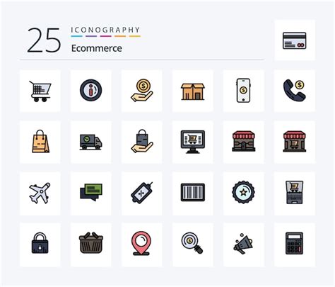 Free Vector Ecommerce 25 Line Filled Icon Pack Including Shopping Ecommerce Shopping Shopping